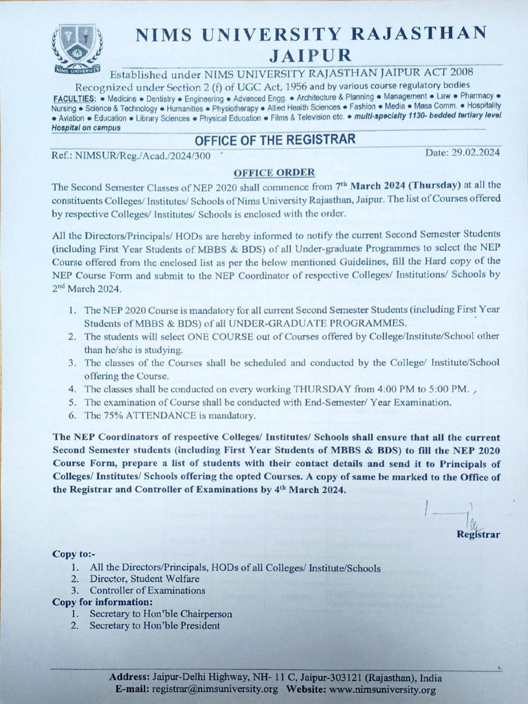 NEP Letter With Adaption Form PDF Bachelor s Degree Undergraduate