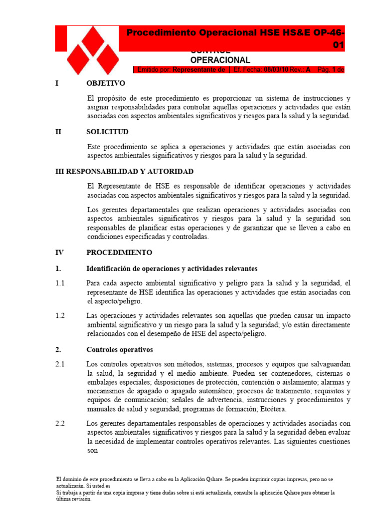 Control Operacional | PDF | Entorno natural