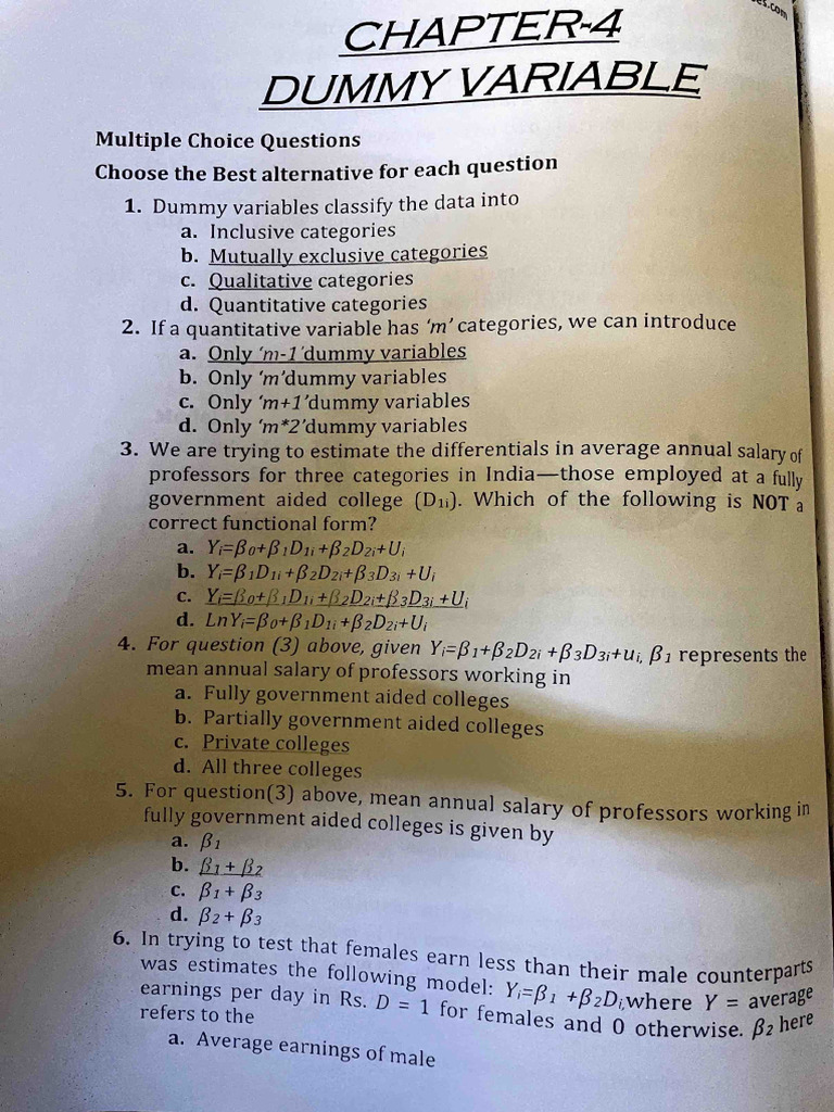 Dummy Variable Ques | PDF