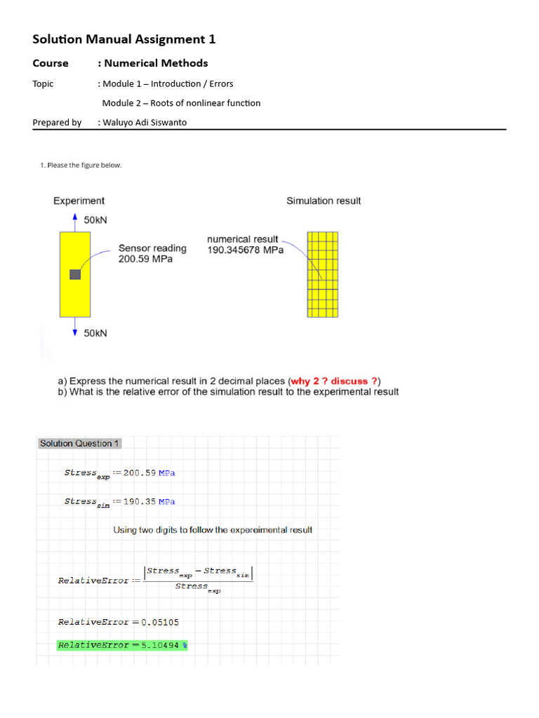 Solution - Manual - Assignment - 1 Metode Numerik | PDF | Computers