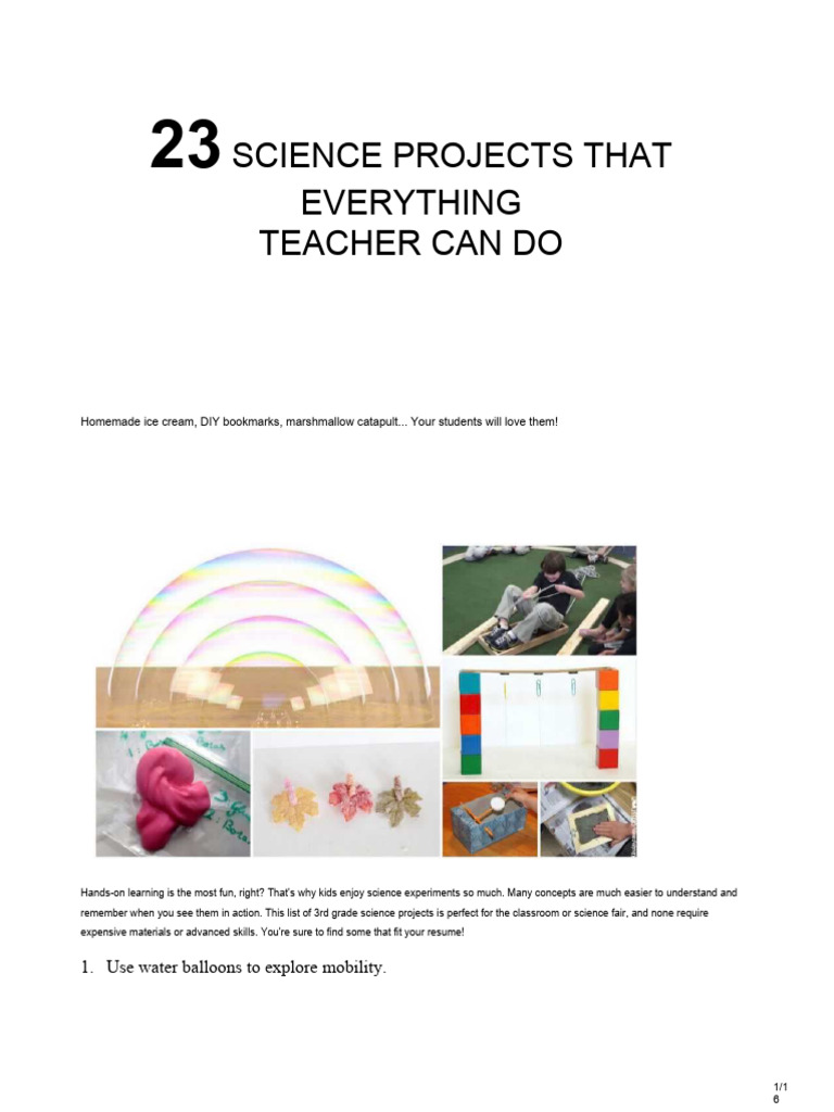 22 Early Childhood Education Science Projects | PDF | Water