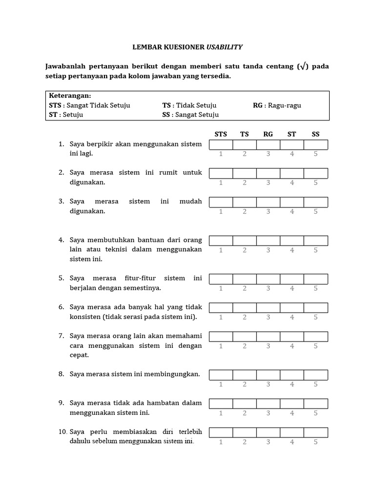Kuesioner Sus | PDF