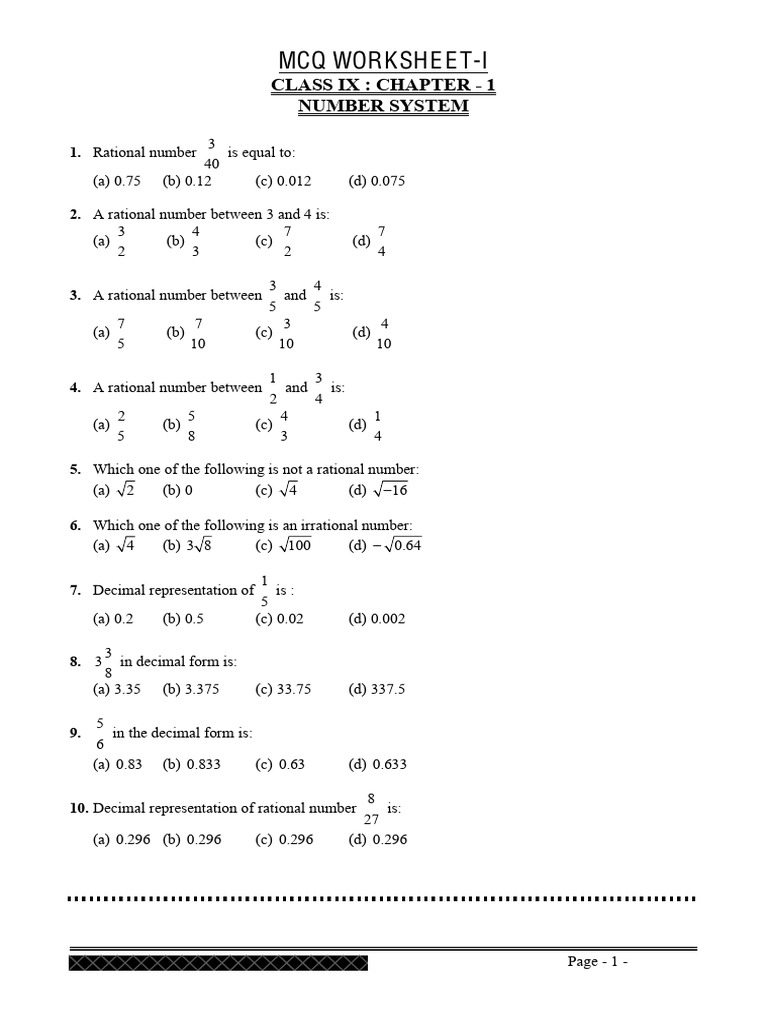 Maths Class IX Holiday HW For Summer Vacation 2024-1 | PDF | Numbers ...