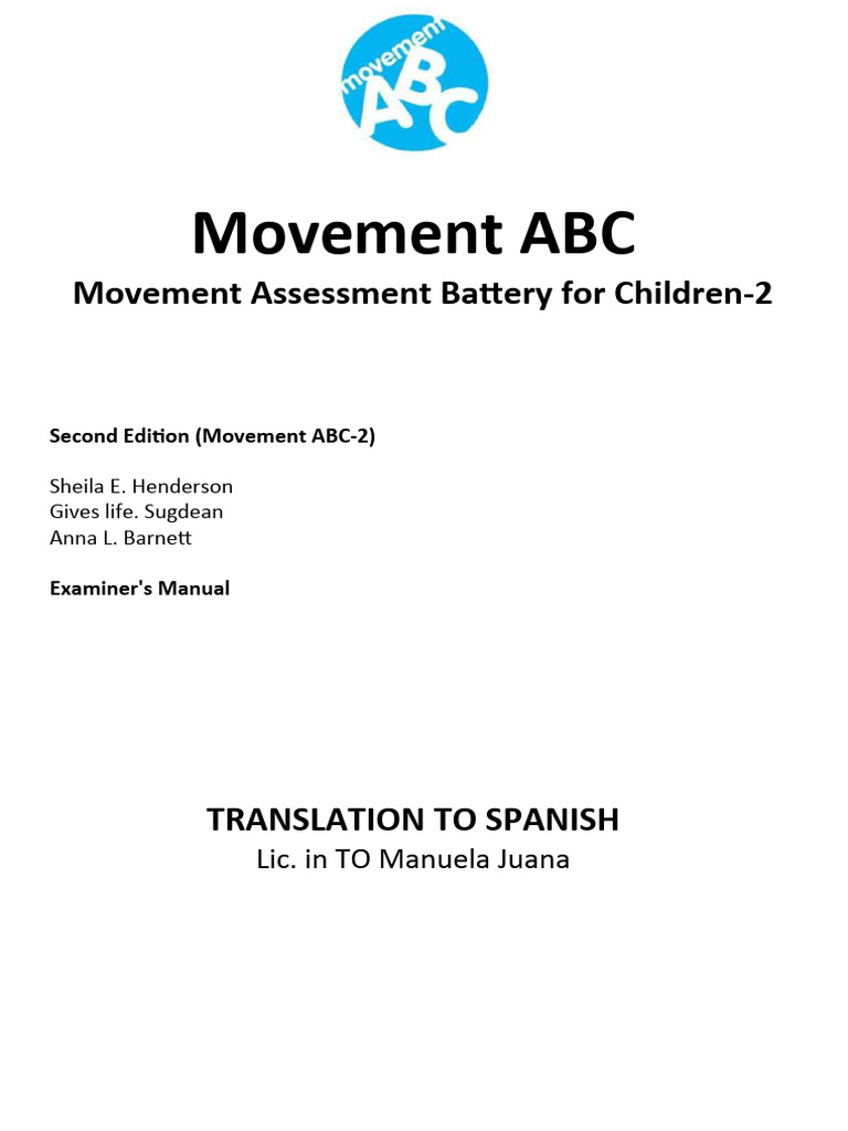 Movement Abc Assessment Pdf Screw Foot