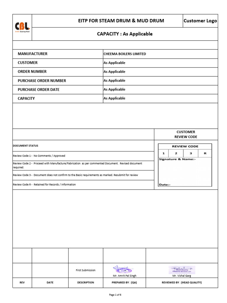 Eitp 01 - Steam & Mud Drum | PDF | Nondestructive Testing | Welding