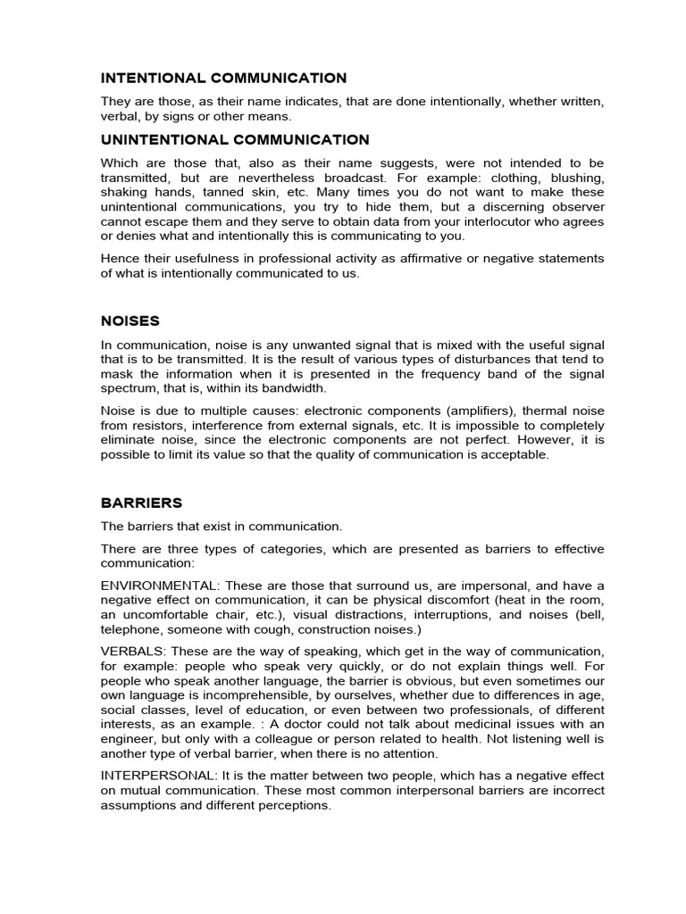 Intentional and Unintentional Communication | PDF | Communication | Information