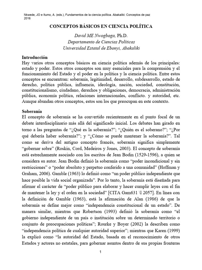 Conceptos Básicos en Ciencias Políticas | PDF | Constitución | Soberanía
