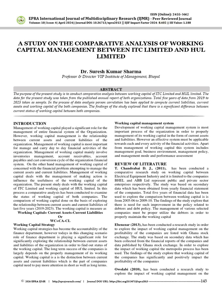 ITC vs HUL: Working Capital Analysis | PDF | Working Capital | Capital ...