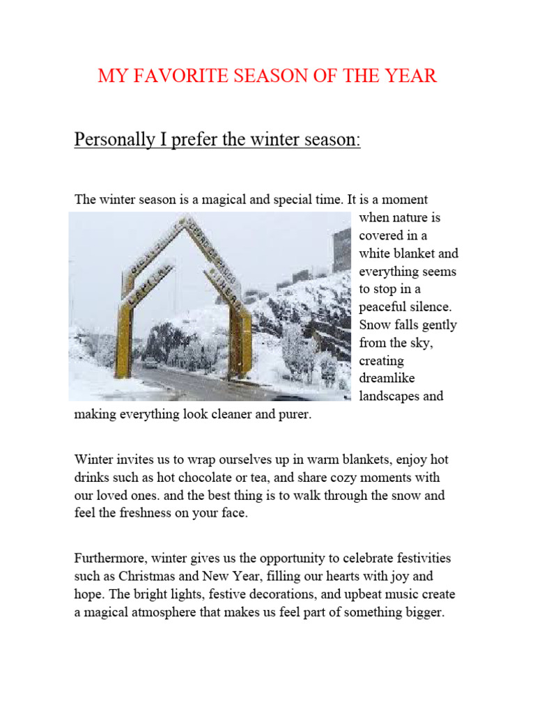 Winter: My Favorite Season | PDF