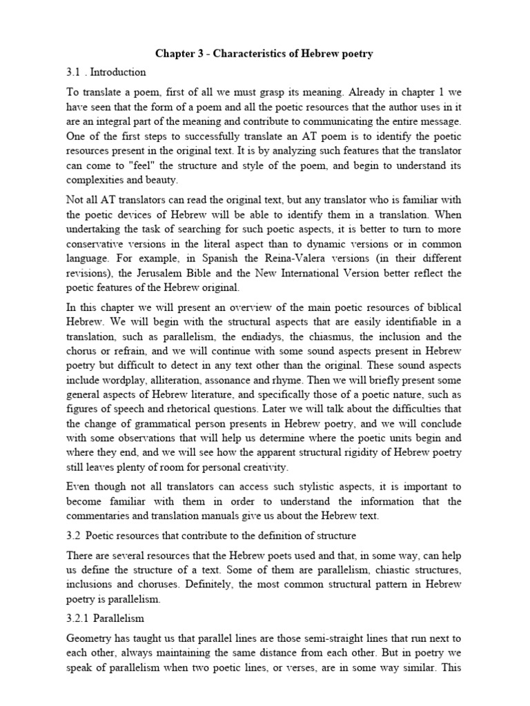 Characteristics of Hebrew Poetry | PDF | Poetry | Stress (Linguistics)