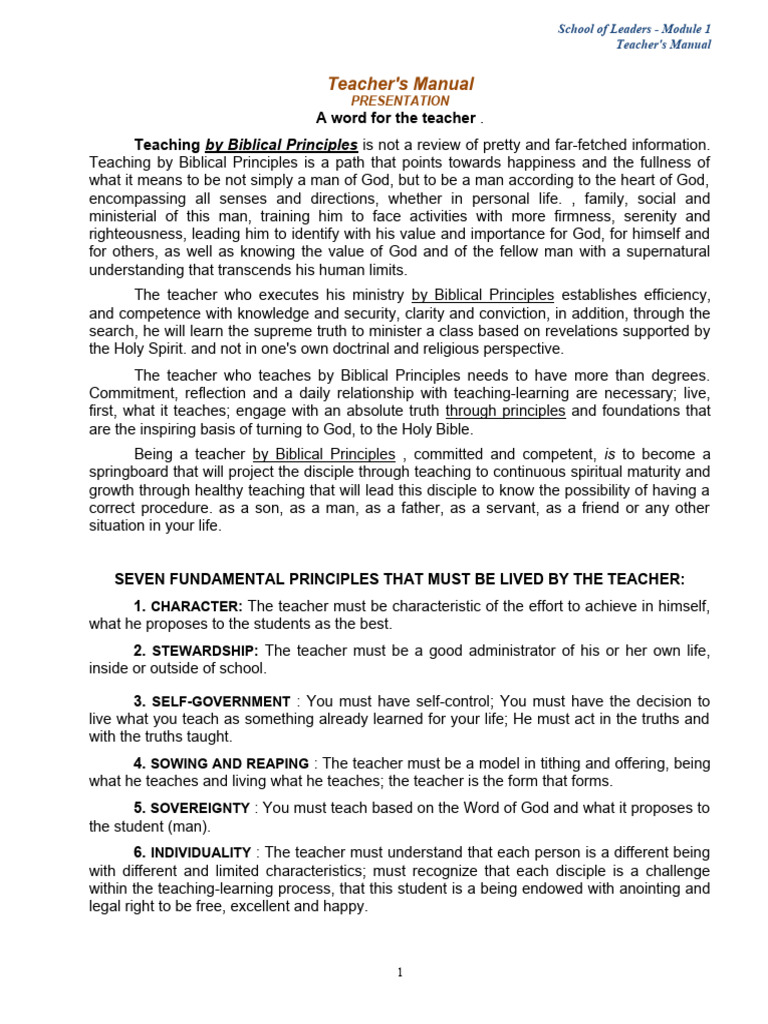 Module 1 Teacher's Manual | PDF | Baptism With The Holy Spirit | Baptism Module 1 Teacher's Manual | PDF | Baptism With The Holy Spirit | Baptism