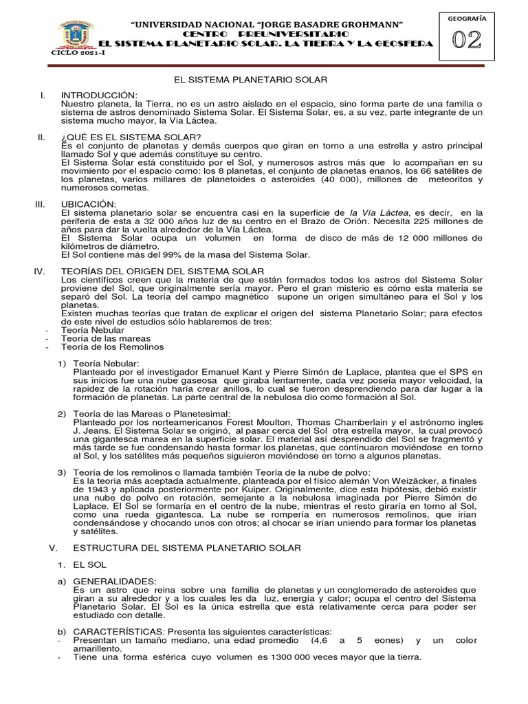 Pract. 02 Geografia | PDF | Cometa | Dom