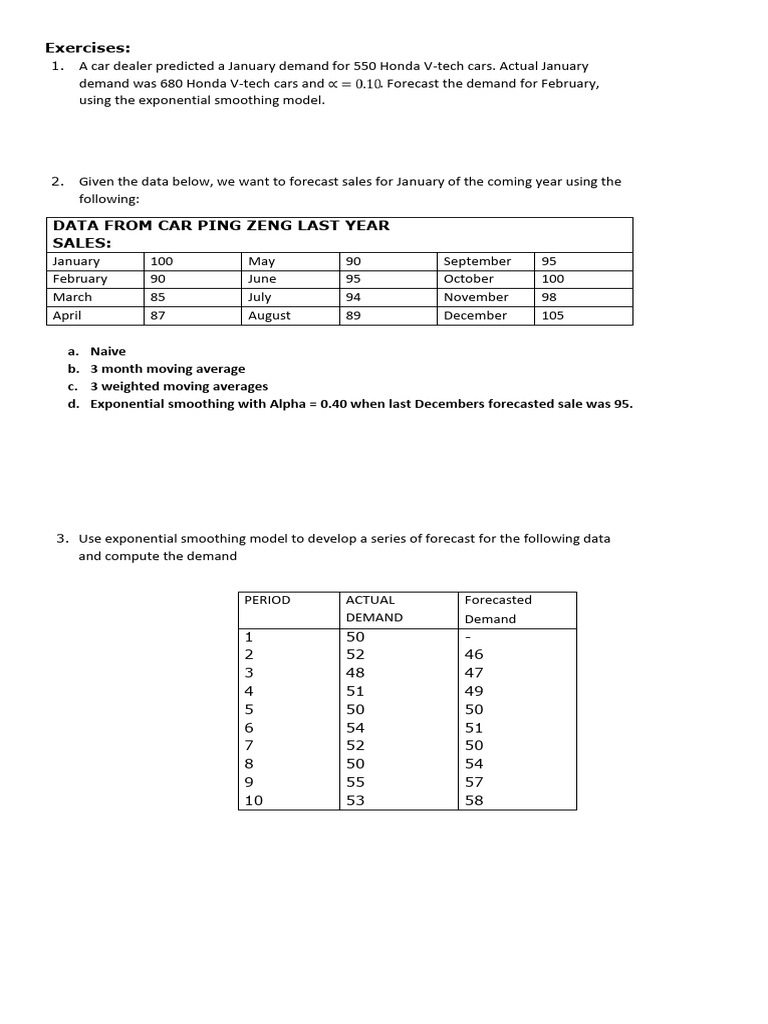 Exercises S.B.C | Download Free PDF | Forecasting | Moving Average