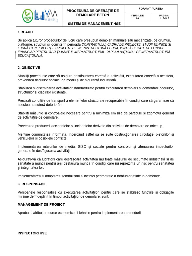 Procedura de Operare de Demolare Mecanică A Betonului | PDF