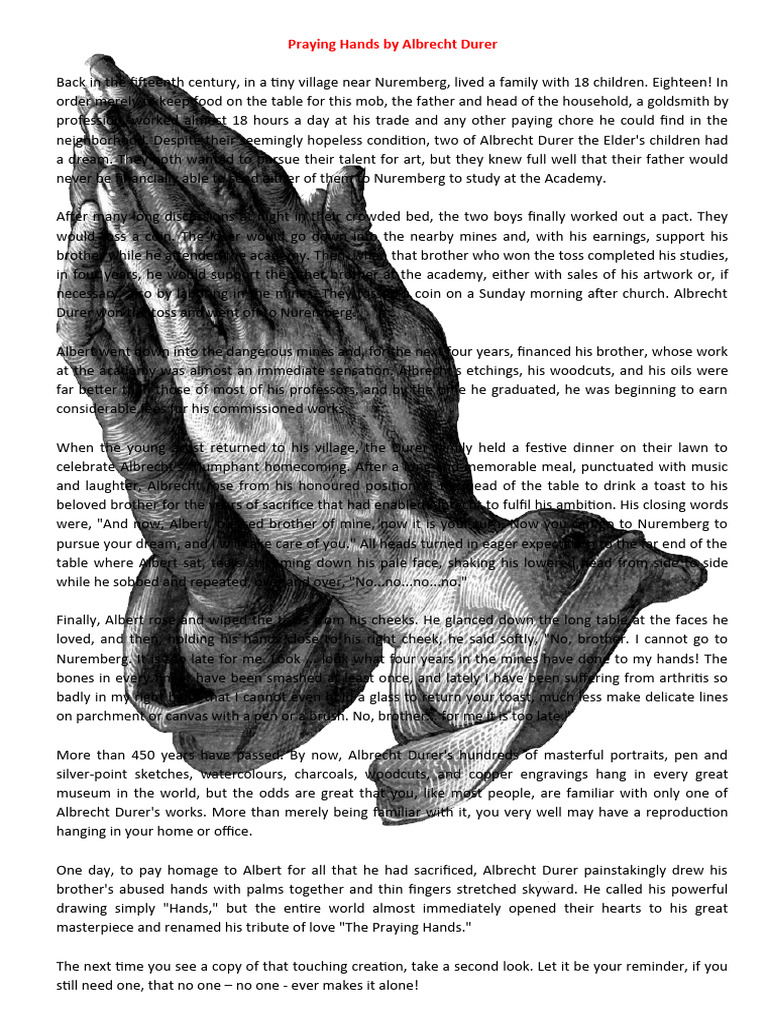 The Story Behind Durer's Praying Hands | PDF | Albrecht Dürer