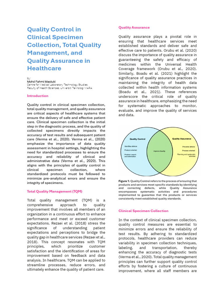 Enhancing Quality in Specimen Collection | PDF | Health Care | Quality ...