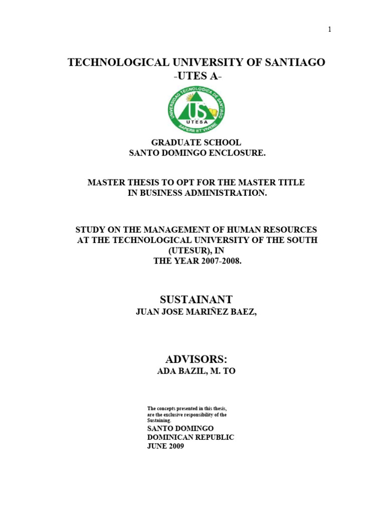 Jua Jose Master's Thesis | PDF | Methodology | Human Resources