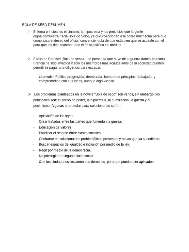 Bola de Sebo Resumen | PDF