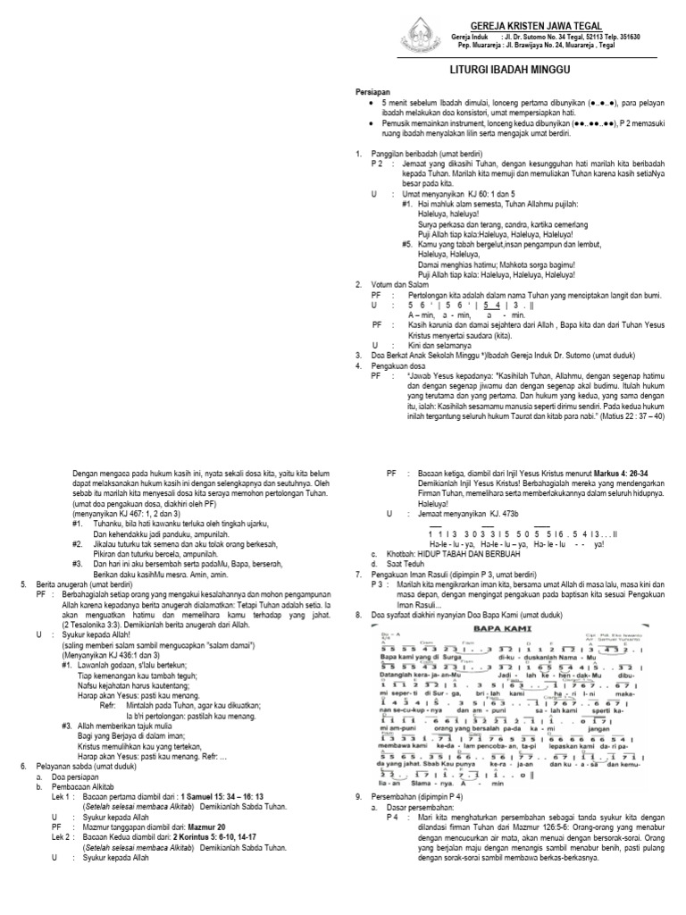 Liturgi Ibadah Minggu, 16 Juni 2024 | PDF