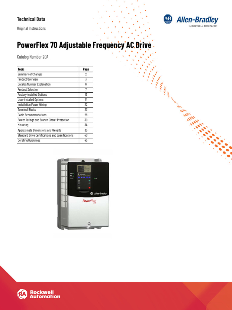 Powerflex 70 Adjustable Frequency Ac Drive: Technical Data | PDF ...