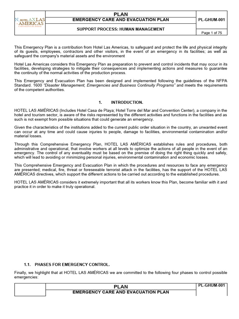 Emergency Care and Evacuation Plan | PDF | Emergency Management | Emergency