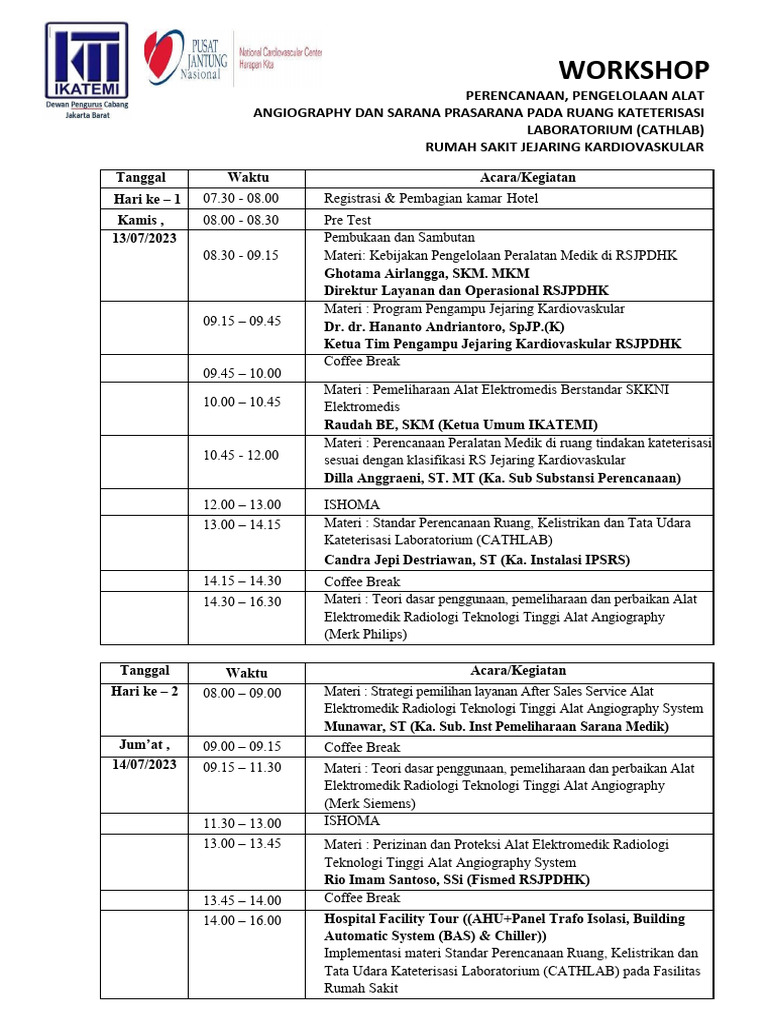 Rundown acara workshop RSJPDHK | PDF