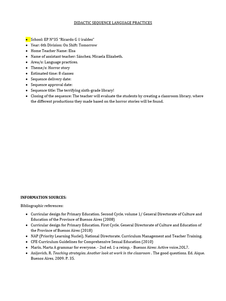 Sixth-Grade Horror Story Curriculum | PDF | Teachers | Curriculum