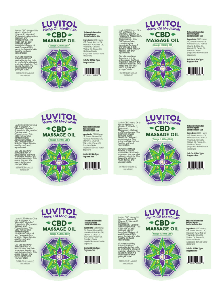 Massage Oil Label Template - 1500mg Revitalizing Massage Oil | PDF ...