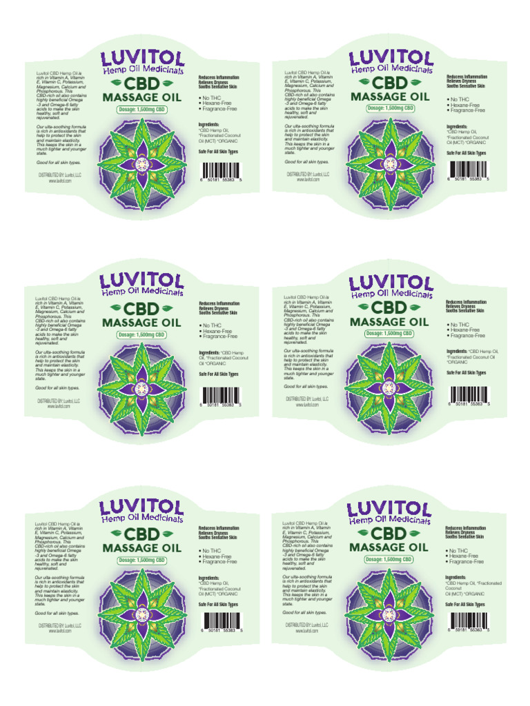 Massage Oil Label Template - 1500mg Nodmso | PDF | Dose (Biochemistry ...