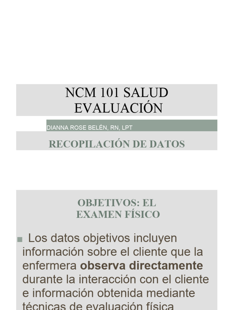 NCM 101 Evaluación de Salud PPT 2 | PDF