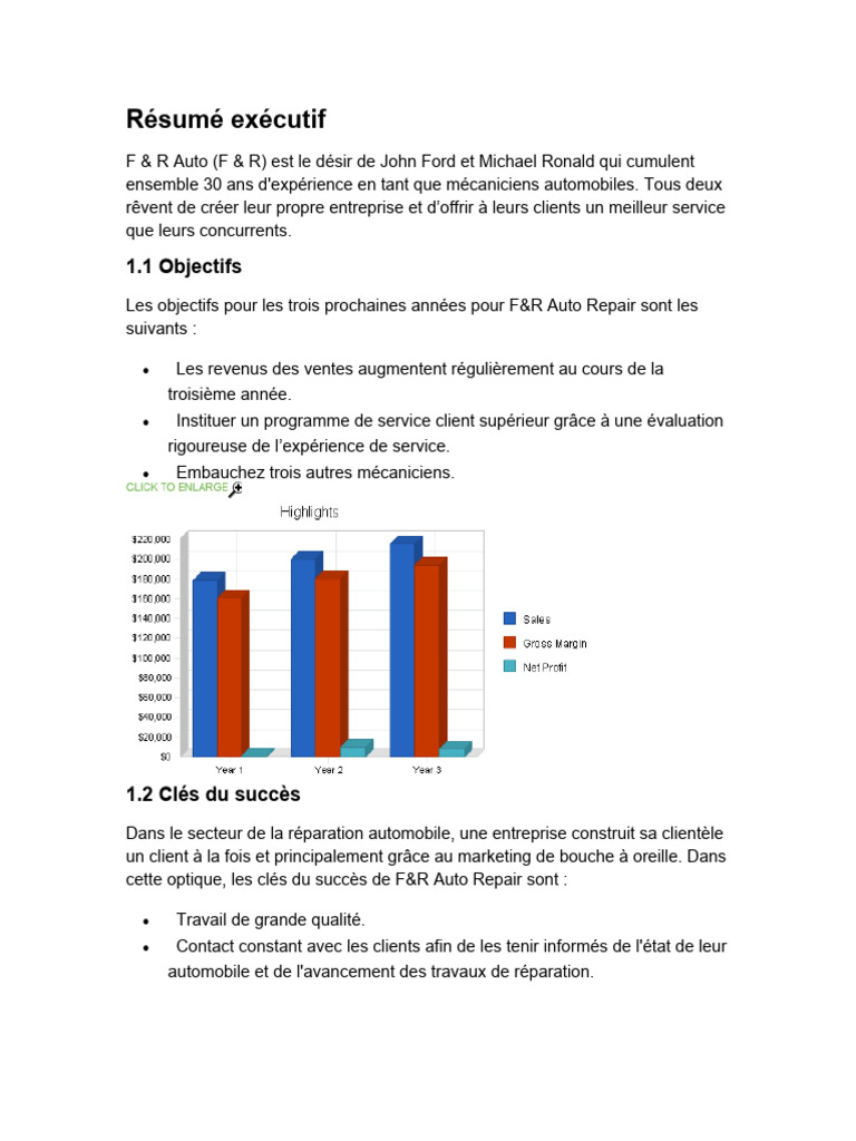 Plan d'affaires F&R Auto Repair Seattle | PDF | Business | Gestion ...