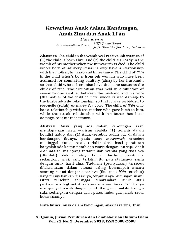 Nafi, 16 Darmawan - Kewarisan Anak Dalam Kandungan (18) 310-327 Ok | PDF | Kesehatan Holistik