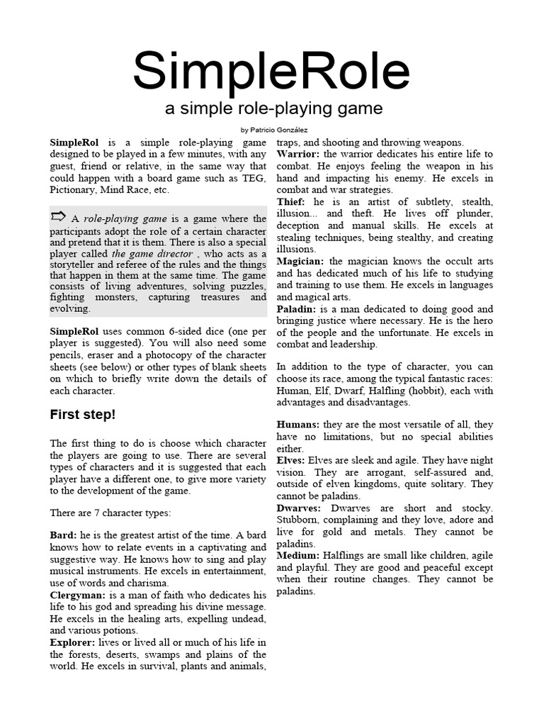 A Simple and Fun Role-Playing Game For The Whole Family | PDF