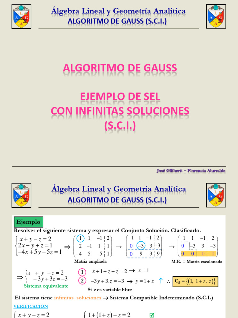Algoritmo de Gauss. Ejemplo de SCI | PDF