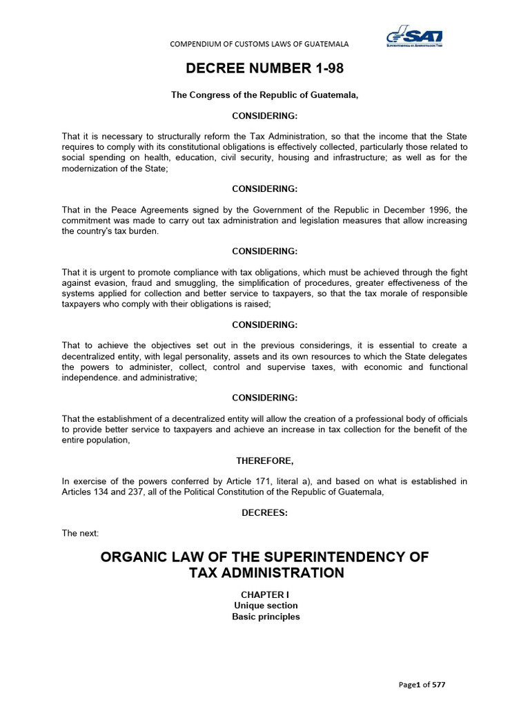 Guatemala Customs Laws Overview | PDF | Taxes | Customs
