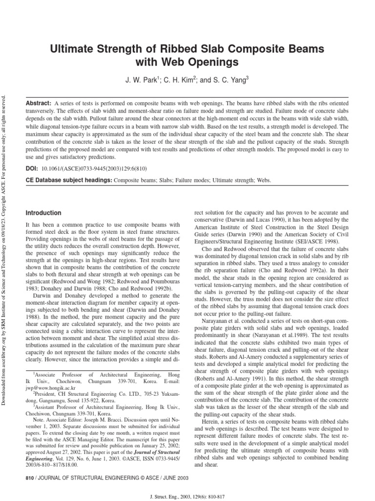 (Asce) 0733-9445 (2003) 129 6 | PDF | Fracture | Beam (Structure)