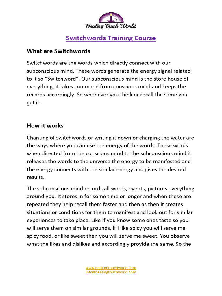 About Switchwords | PDF | Mind | Consciousness