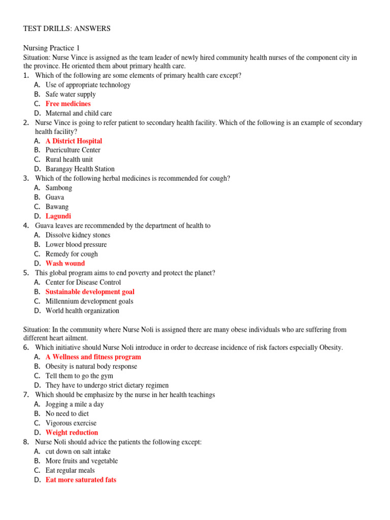 A - Test Drill | PDF | Nursing | Intravenous Therapy