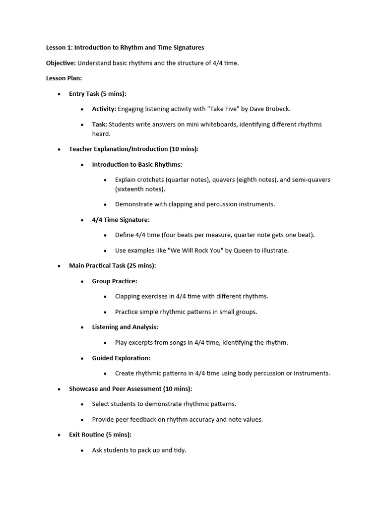 LPS 1-5 A | PDF | Rhythm | Lesson Plan