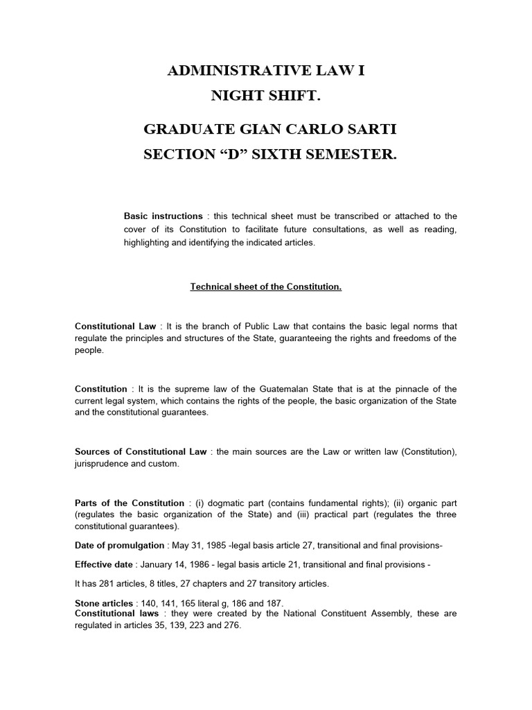 Guatemalan Constitutional Law Overview | PDF | Constitution | Treaty