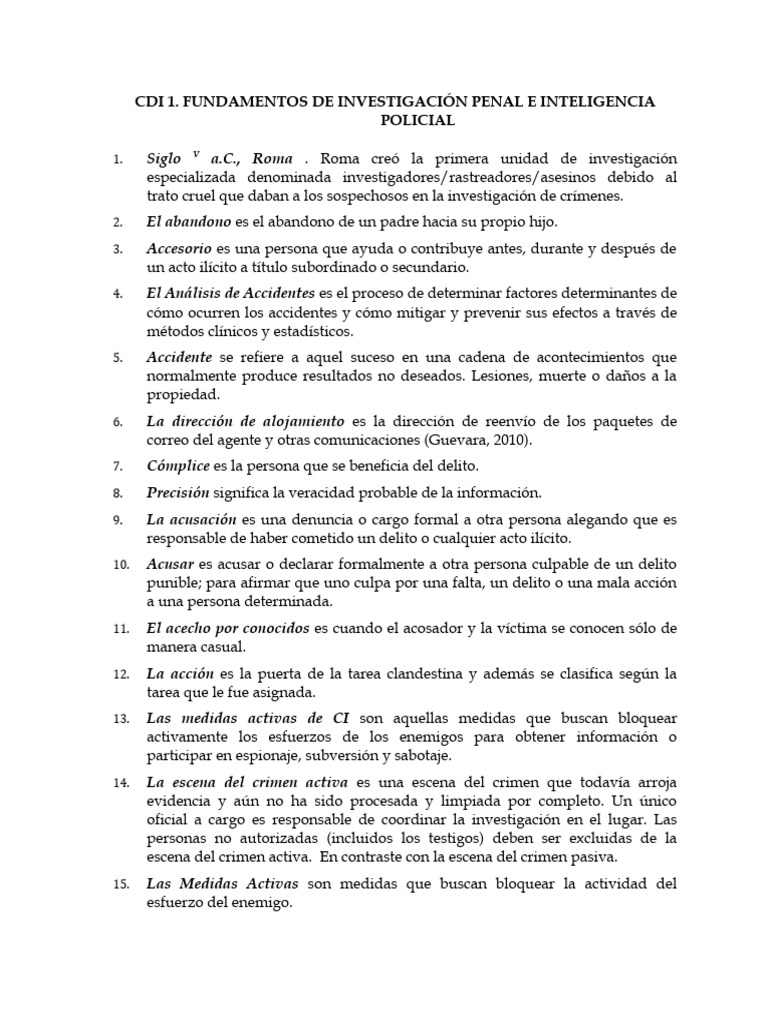 Cdi 1 Fundamentos de Crim Invest e Intelligence 1000 | PDF | Policía | Crímenes