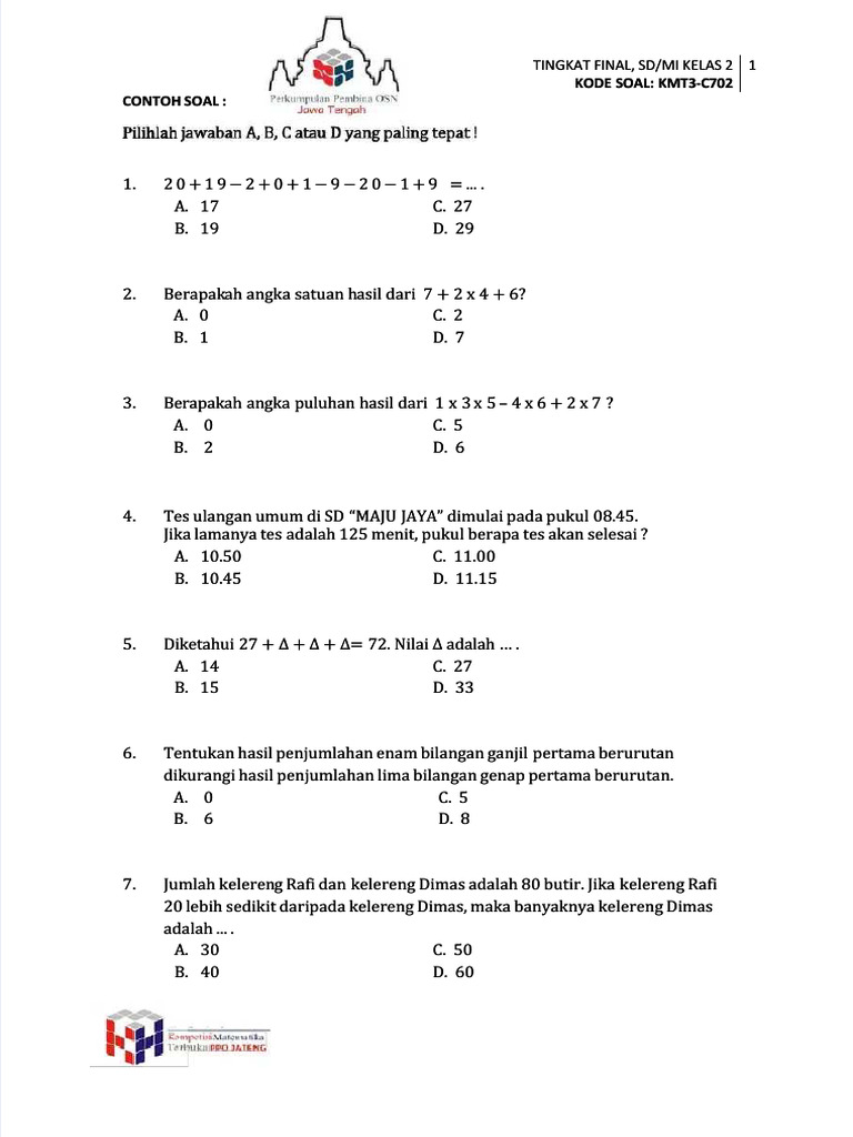 PDF Contoh Soal KMT 3 Kelas 2 Final PDF - Compress | PDF