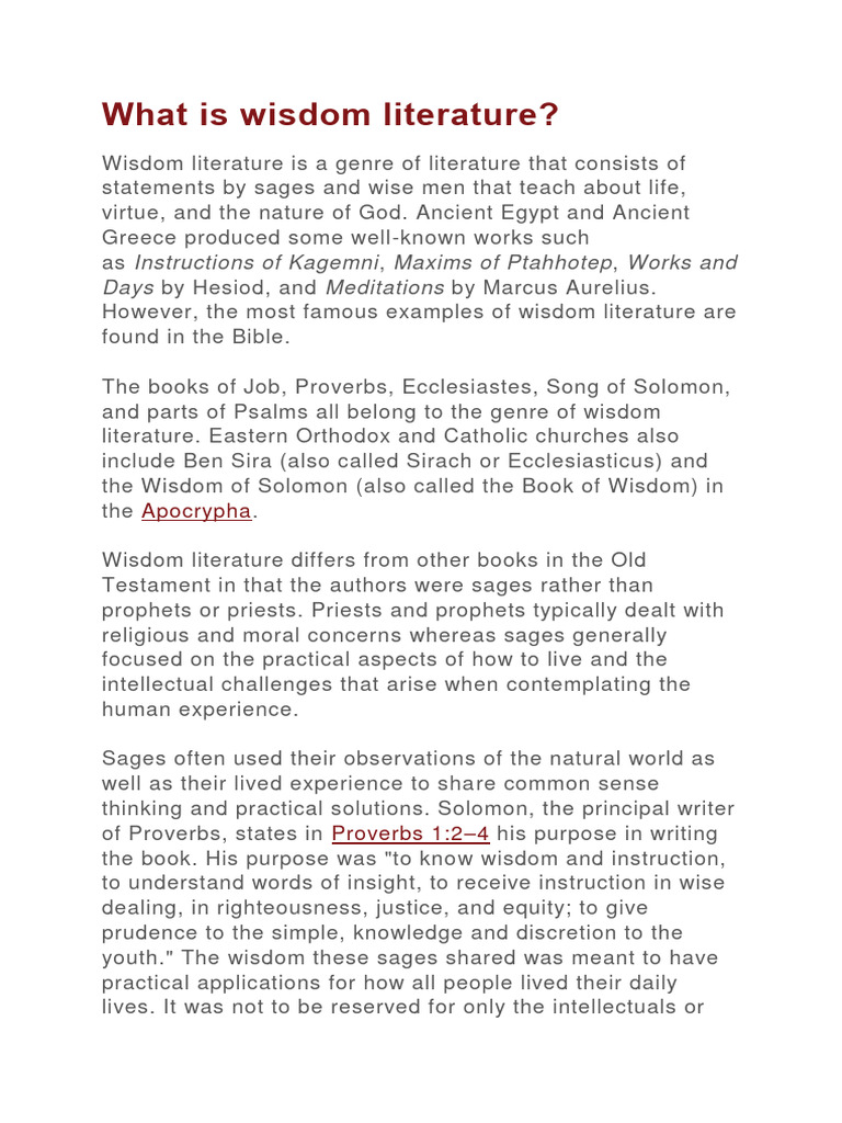 What Is Wisdom Literature | PDF | Wisdom | Wisdom Literature