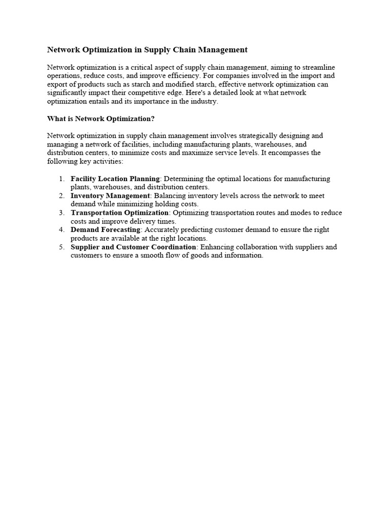 Supply Chain Network Optimization Guide | PDF | Business | Computers