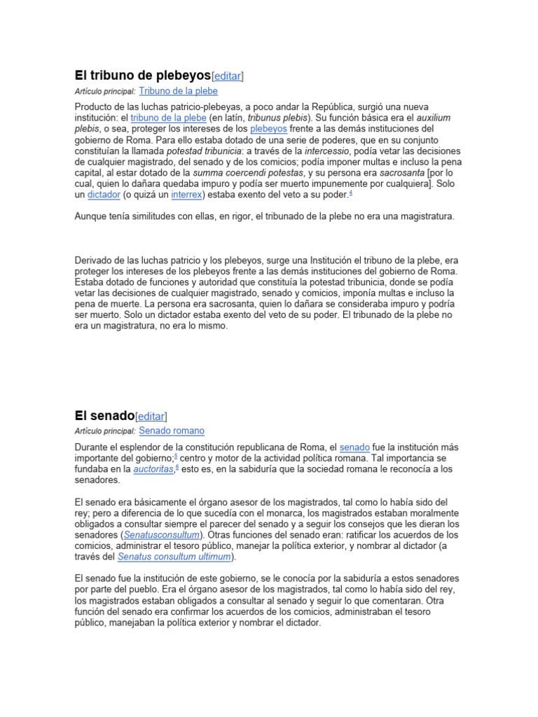 El Tribuno de Plebeyos | PDF | Republica Romana | Gobierno del imperio ...