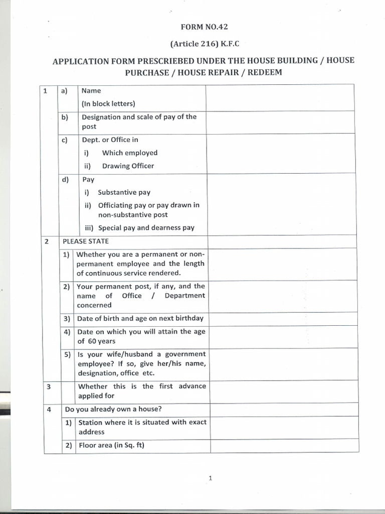 HBA Form-42 | PDF
