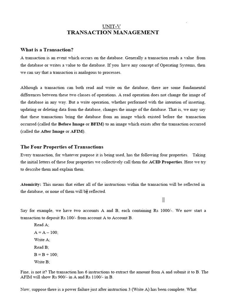 Unit 5 | PDF | Database Transaction | Data Management