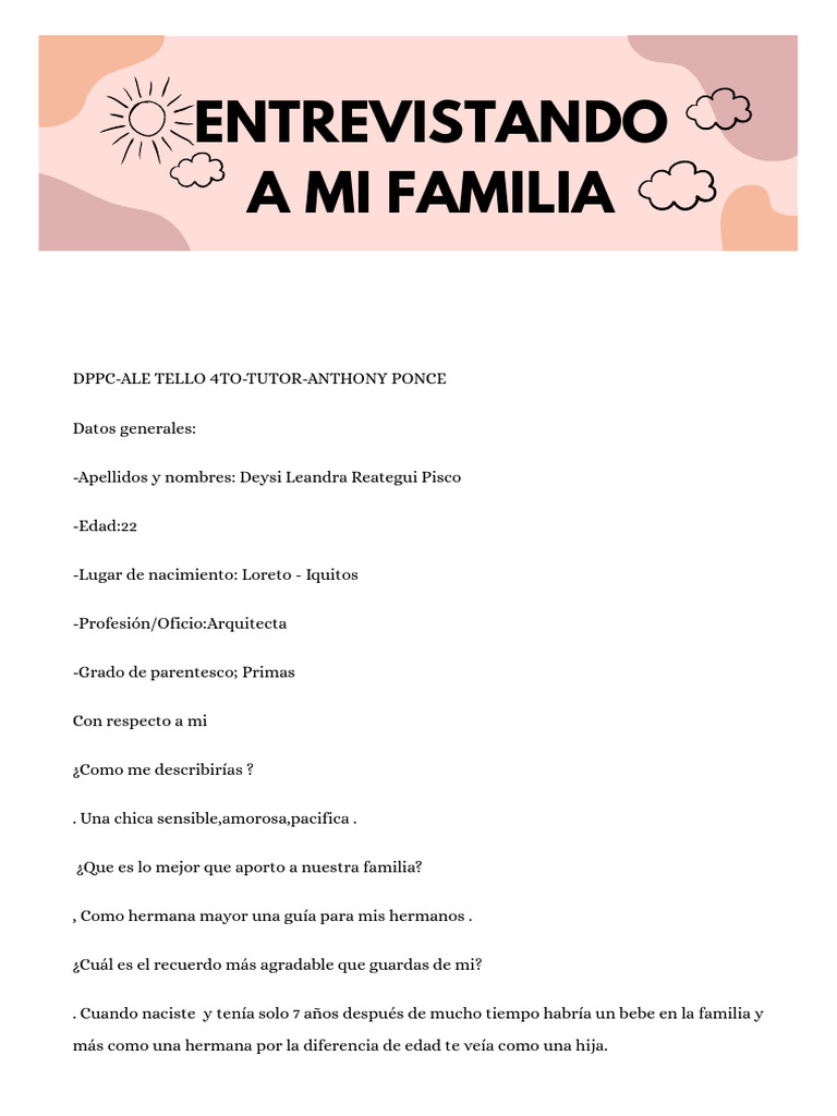 Entrevistando A Mi Familia | PDF