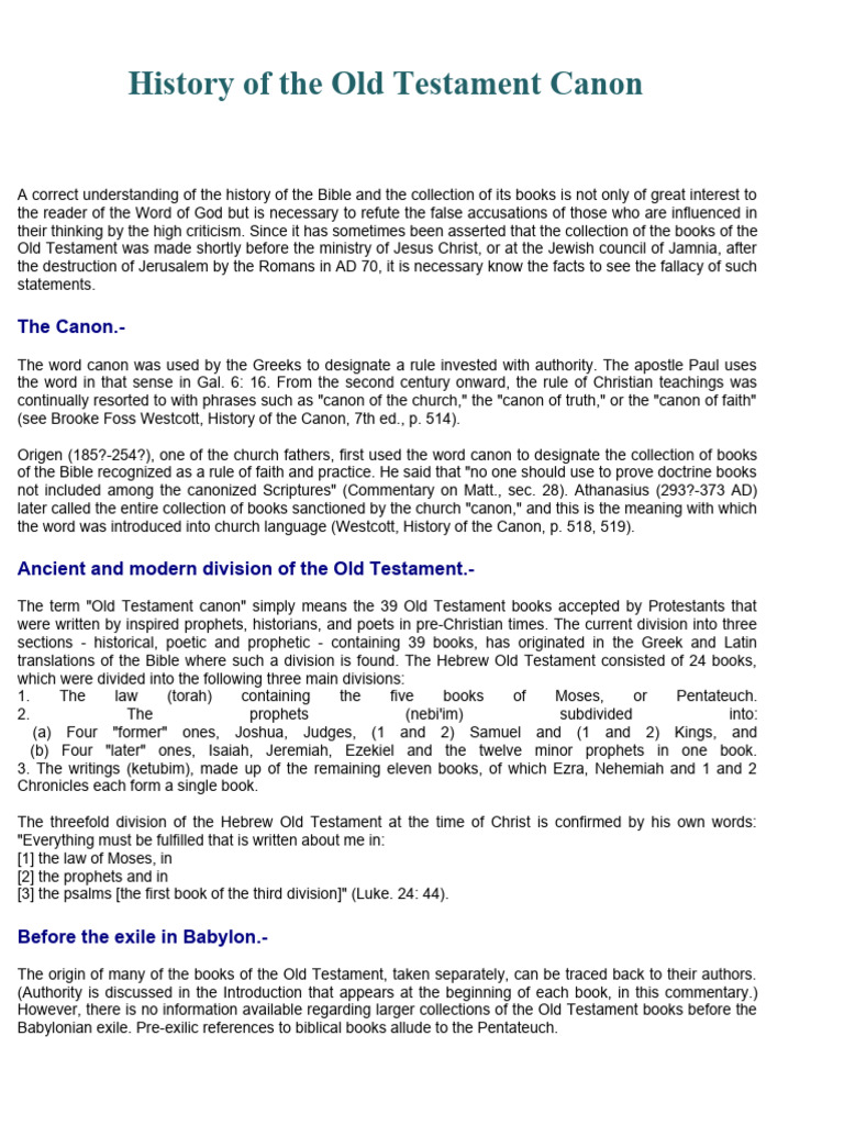Old Testament Canon Origins | PDF | Apocrypha | Biblical Canon