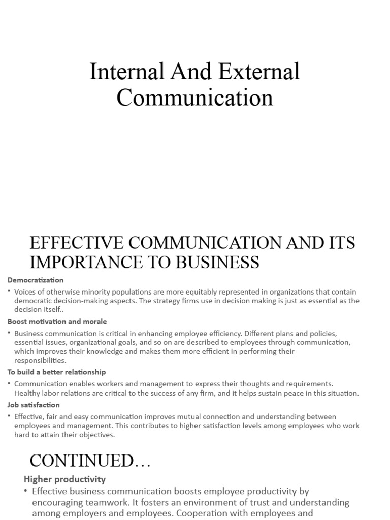 Internal and External Communication | PDF | Communication | Employment